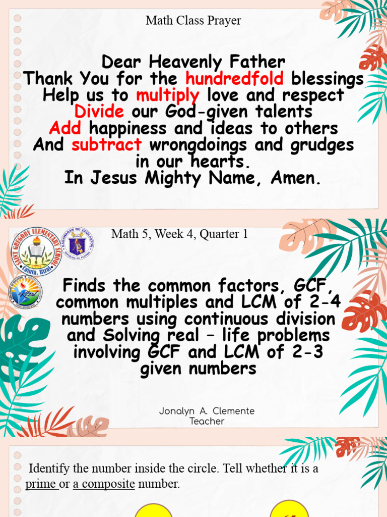 Week 4 - GCF, LCM, Common Factors and Multiples | PDF | Arithmetic ...