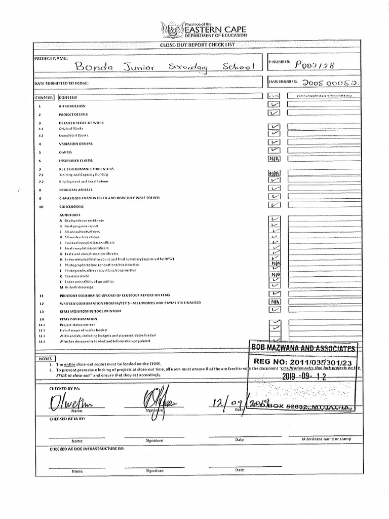 P0002128 (4) Bonda JSS Close-Out Report | PDF