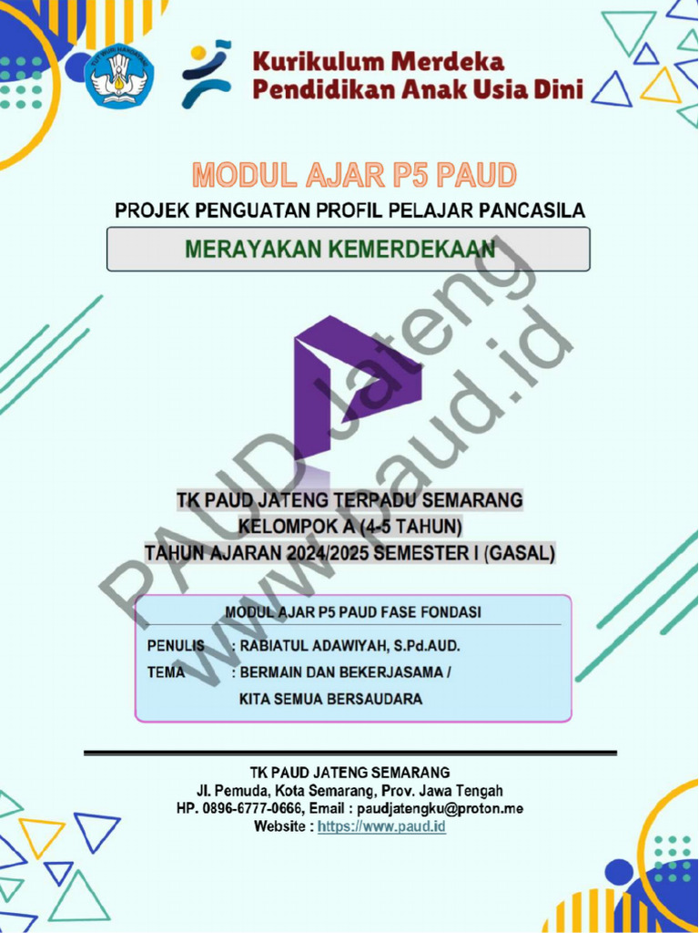 Modul Ajar PAUD Kurikulum Merdeka 2025 | PDF