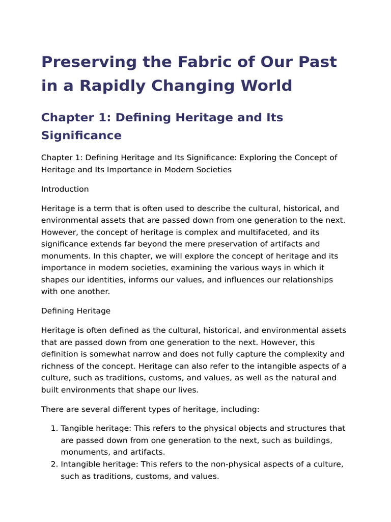 Preserving The Fabric of Our Past in A Rapidly Changing World | PDF | Cultural Heritage ...