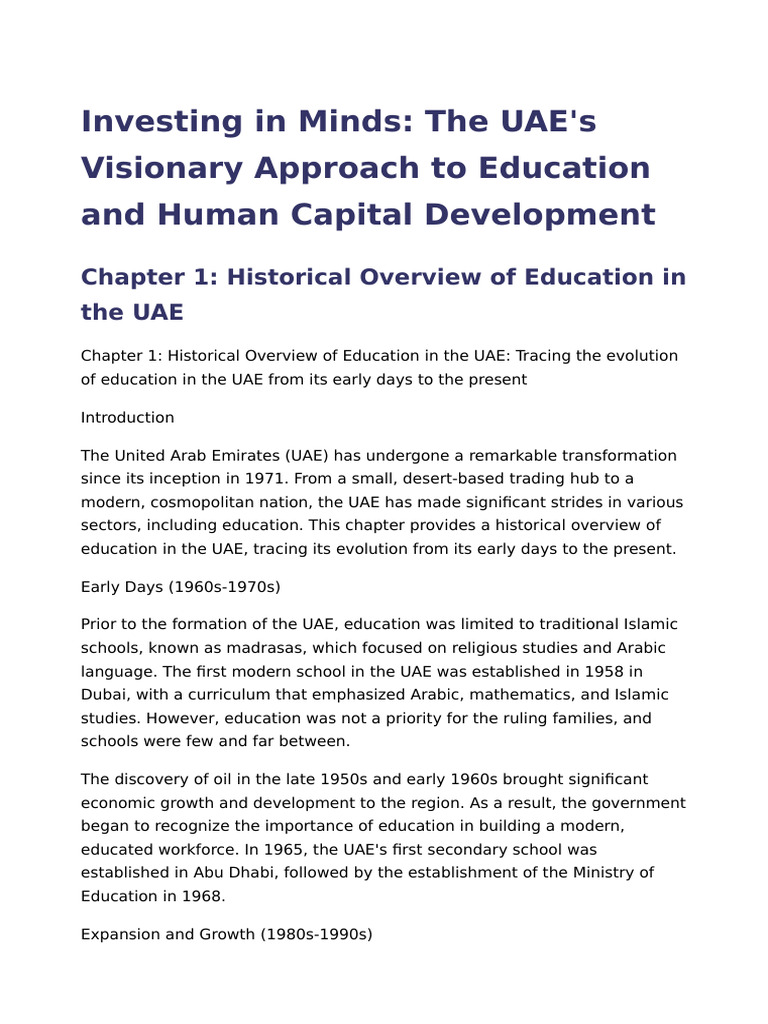 Investing in Minds - The UAE's Visionary Approach To Education and ...