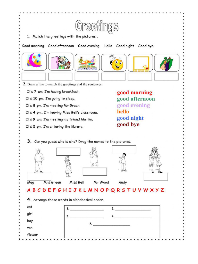 Greetings Worksheet | PDF