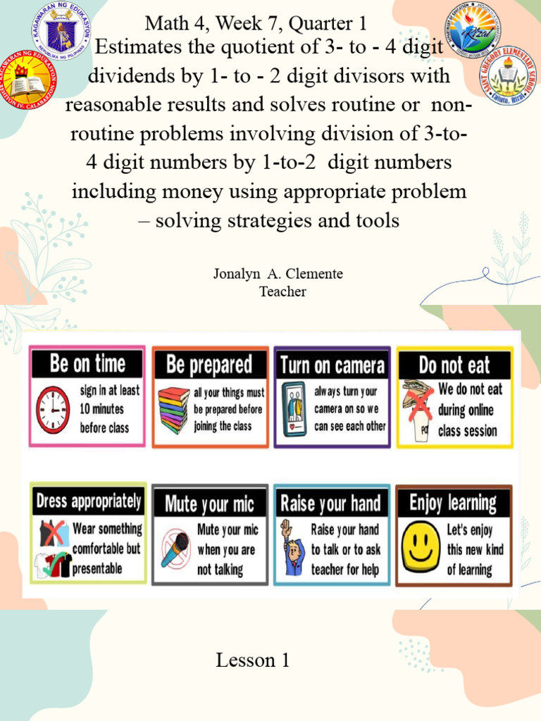 Week 7 (Estimating Quotient and Solving Word Problem) | PDF | Division ...