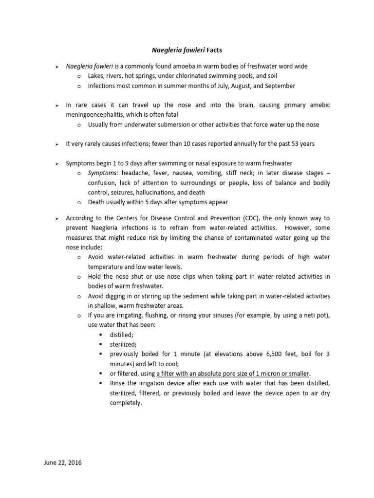 Naegleria Fowleri Facts and FAQs | PDF | Medicine | Causes Of Death