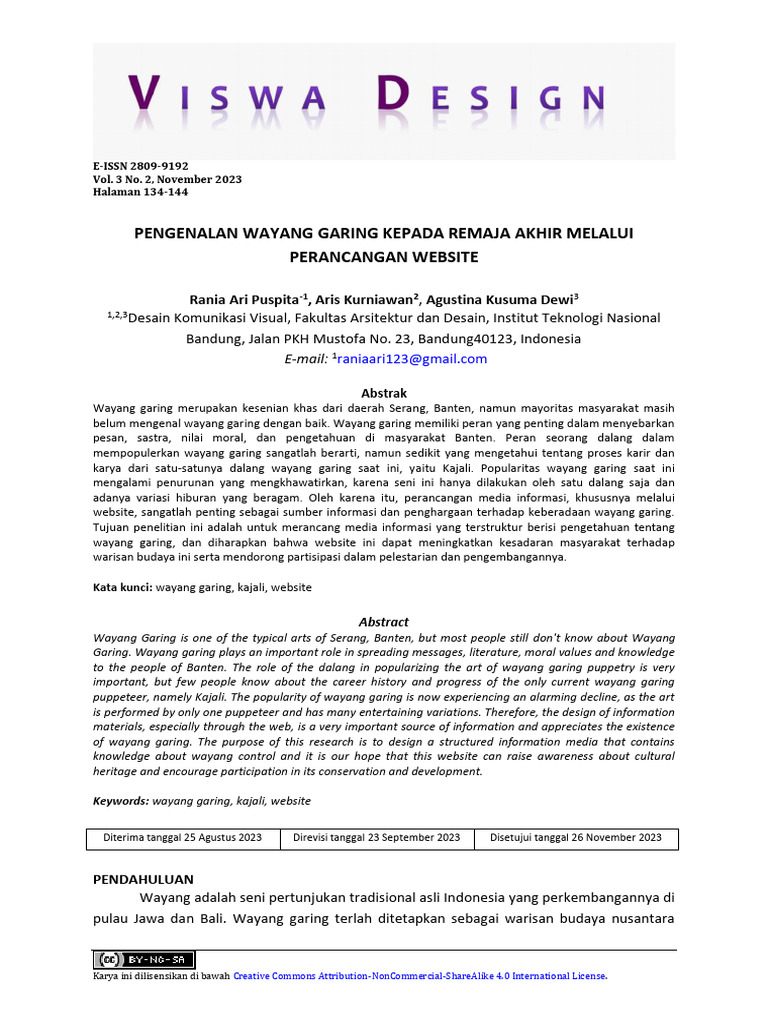 Penelitian Terdahulu Pengenalan Wayang Garing | PDF