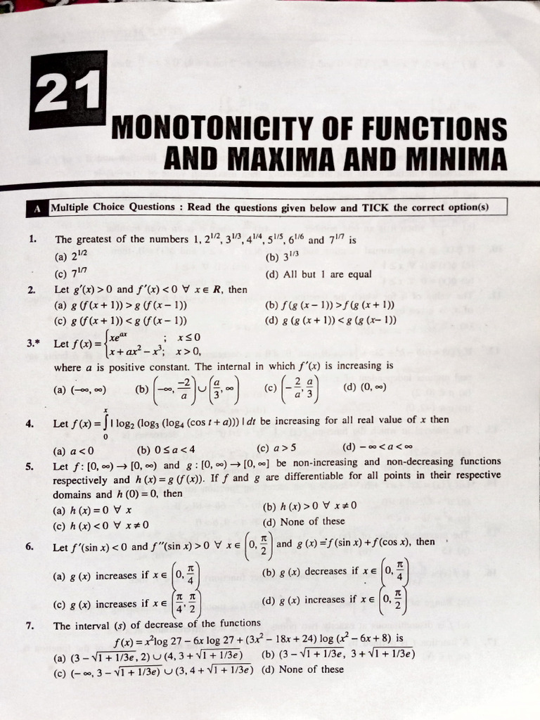 Monotonicity Max Min Challenger | PDF | Trigonometric Functions ...