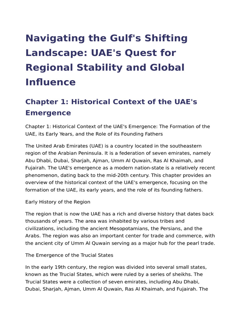 UAE's Historical Emergence & Influence | PDF | Gulf Cooperation Council ...
