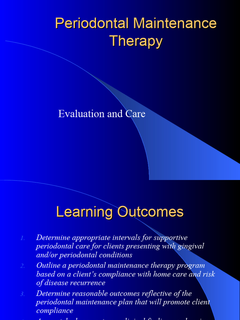 Periodontal Maintenance Therapy Guide | PDF | Periodontology | Medical ...