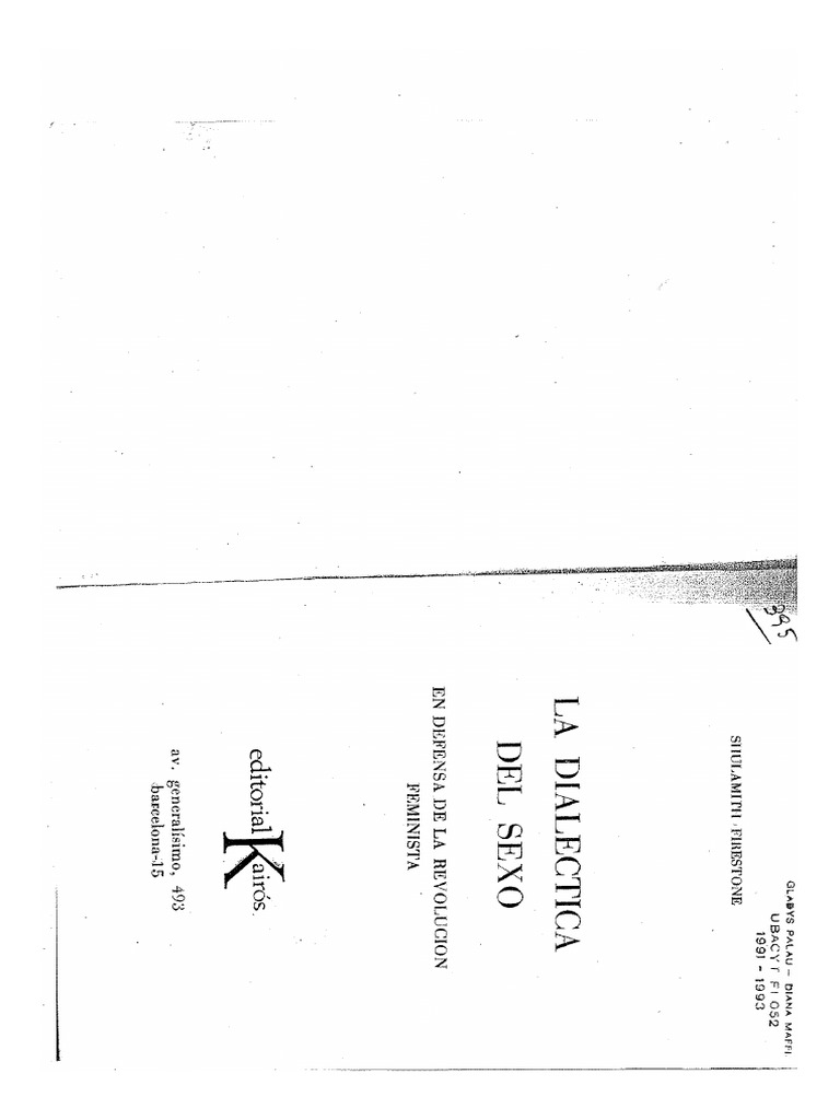 Shulamith Firestone La Dialectica Del Sexo Capitulo - 1 | PDF