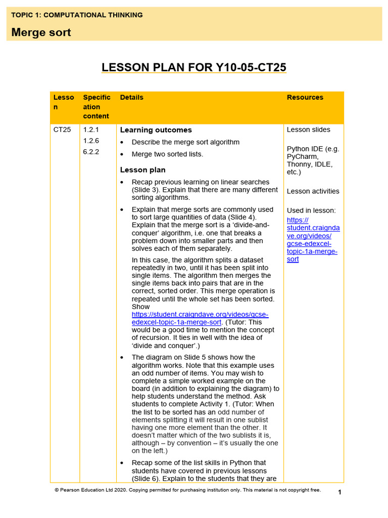 Y10 05 CT25 Lesson Plan v2 | PDF | Computer Programming | Applied Mathematics
