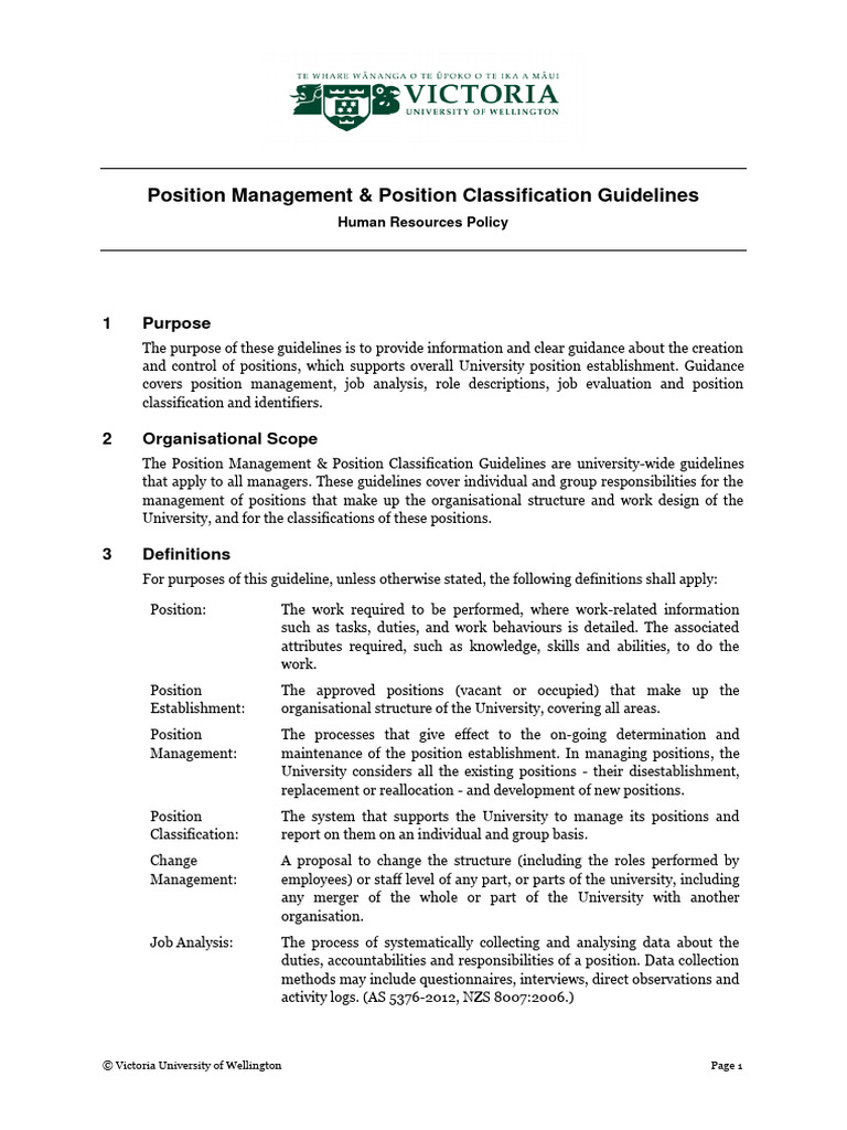 Position Management Guidelines for HR | PDF | Evaluation | Performance ...