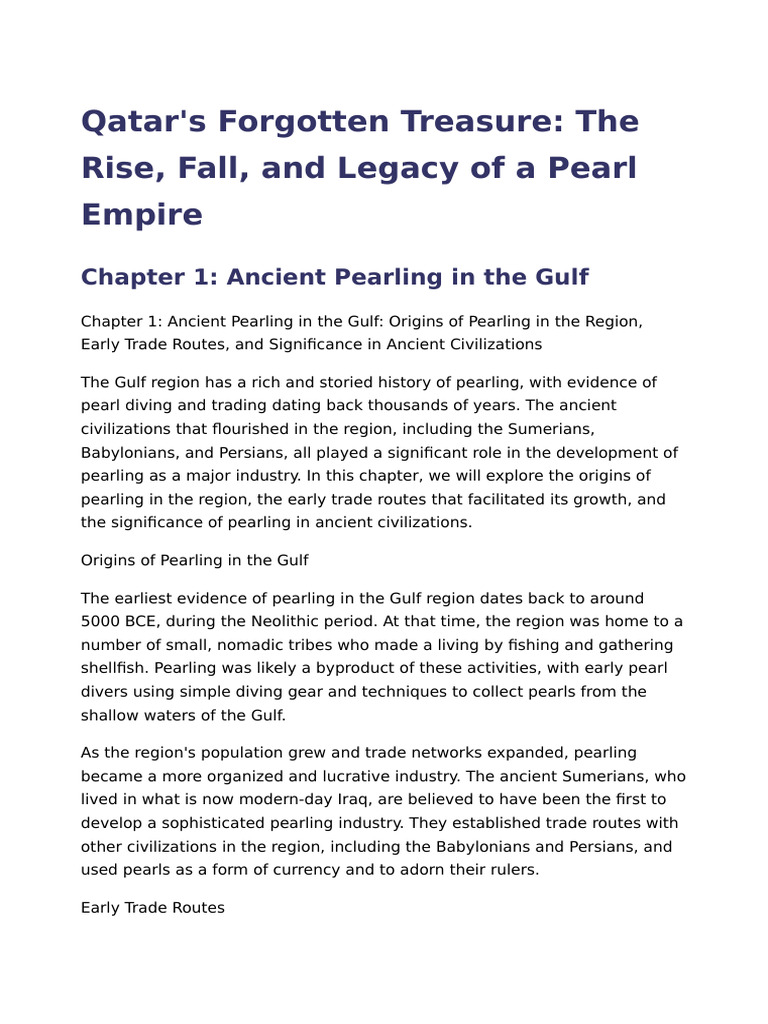 Qatar's Forgotten Treasure - The Rise, Fall, and Legacy of A Pearl ...