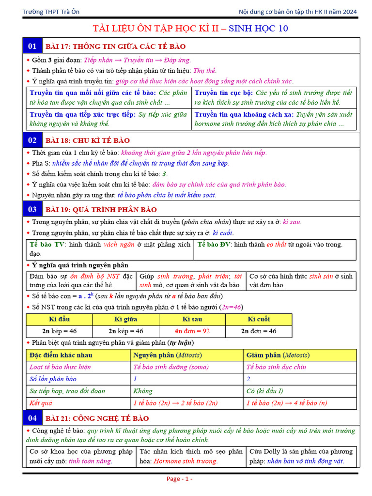 Tai Lieu On Tap Hoc Ki Ii - X | PDF