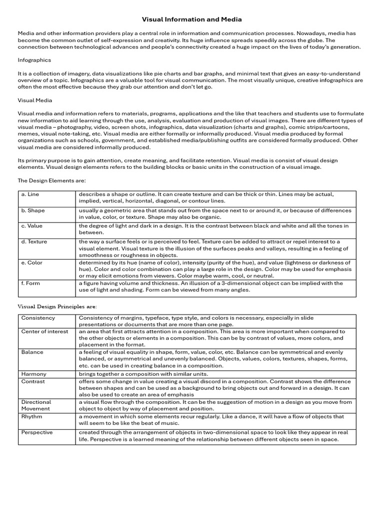 Understanding Visual Media and Design | PDF | Composition (Visual Arts) | Color