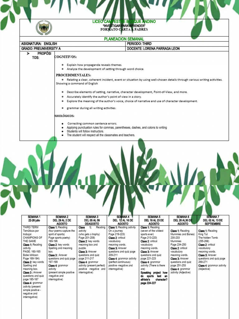 Carta A A Padres PREU A P3 | PDF | Language Mechanics | Grammar