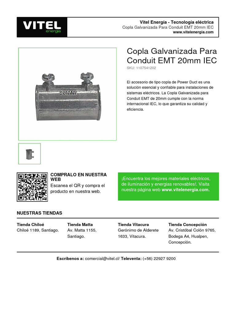 Copla Galvanizada para Conduit EMT 20mm IEC | PDF | Ingeniería de confiabilidad | Ingeniería