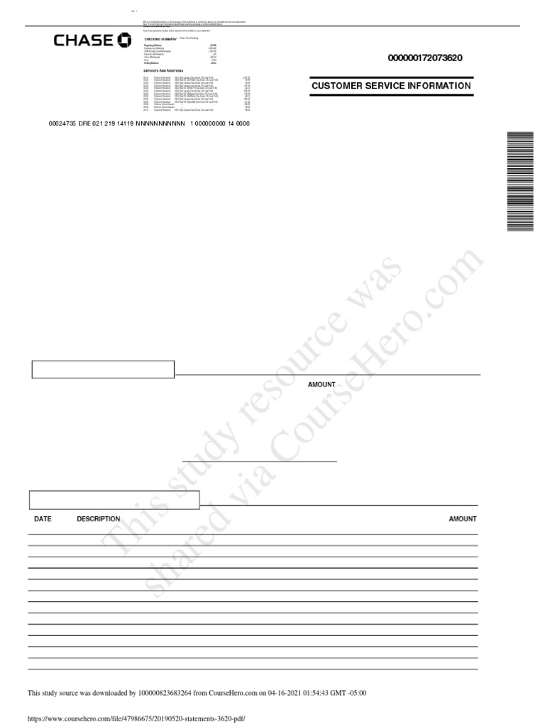 CHASE 20190520 - Statements - 3620 - PDF | PDF | Overdraft | Banking ...