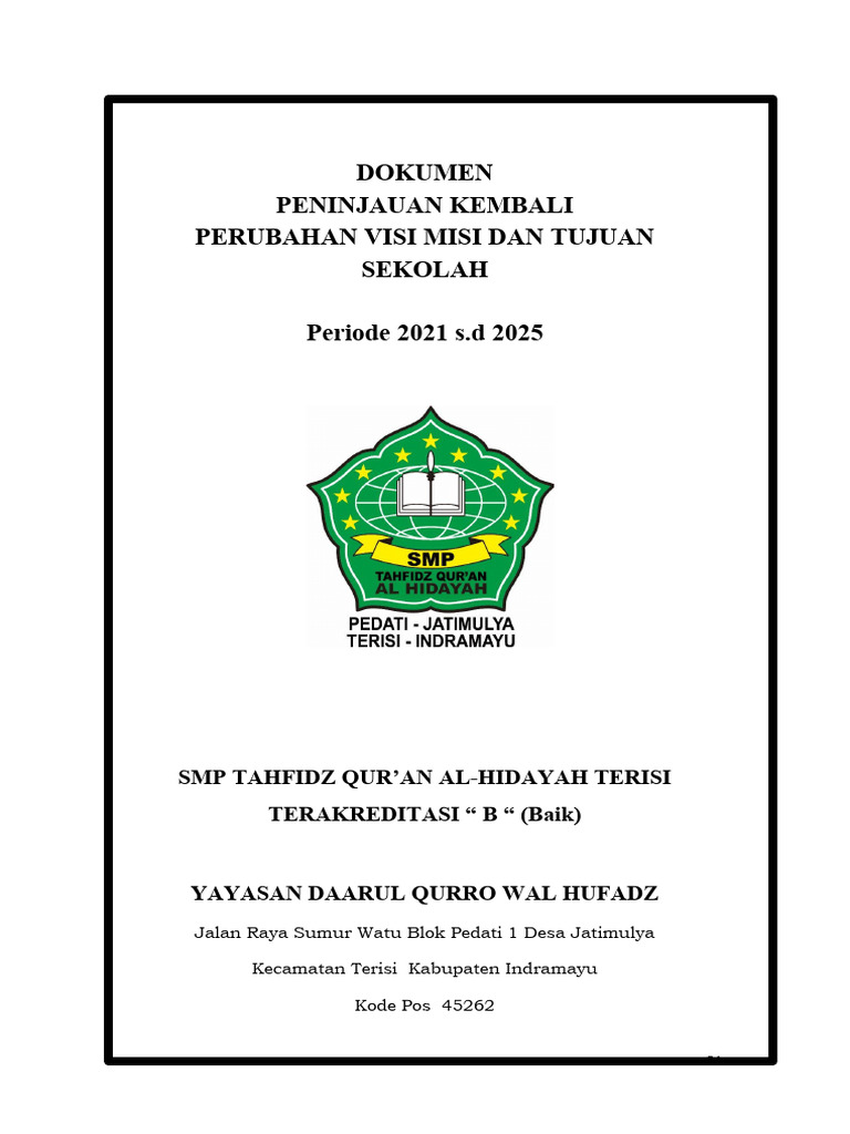 Dokumen Peninjauan Kembali Visi Misi SMP Tahfidz Quran | PDF Dokumen Peninjauan Kembali Visi Misi SMP Tahfidz Quran | PDF