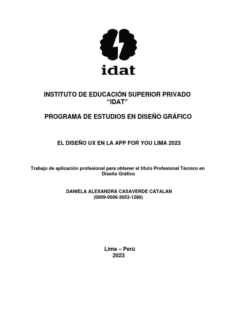 Logo de IDAT para App FOR YOU | PDF | Aplicación movil | Diseño
