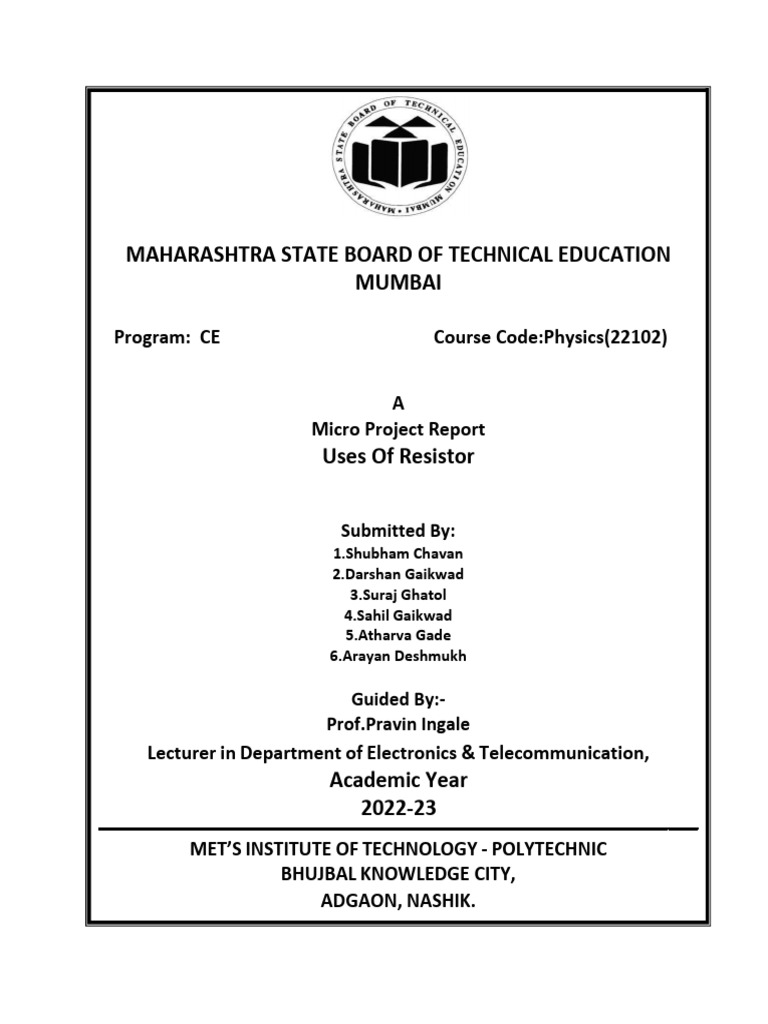 ICT FirstTwoPage MicroProject Format | PDF