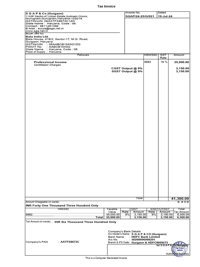 Certification Invoice No. G-021 | PDF | Economies | Public Finance