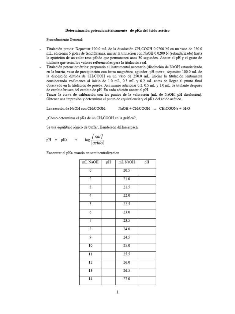 Lab 02 Na2CO3, CH3COOH Potenciometricamente | PDF | Valoración | Química