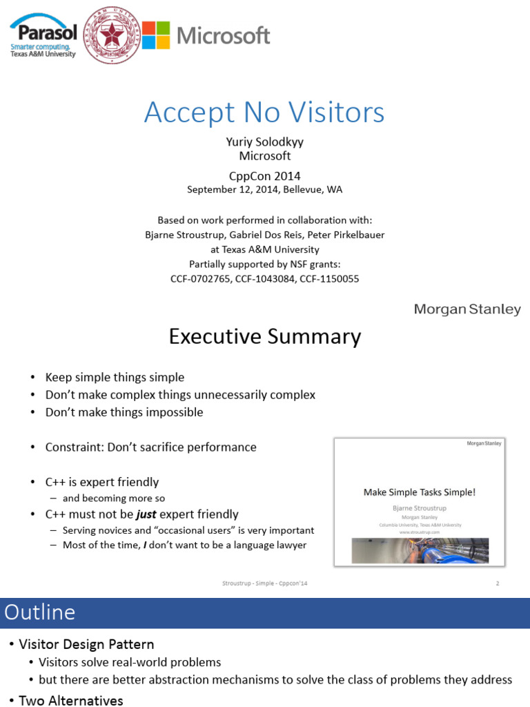 Accept No Visitors - Yuriy Solodkyy - CppCon 2014 | PDF | C++ | Software Engineering