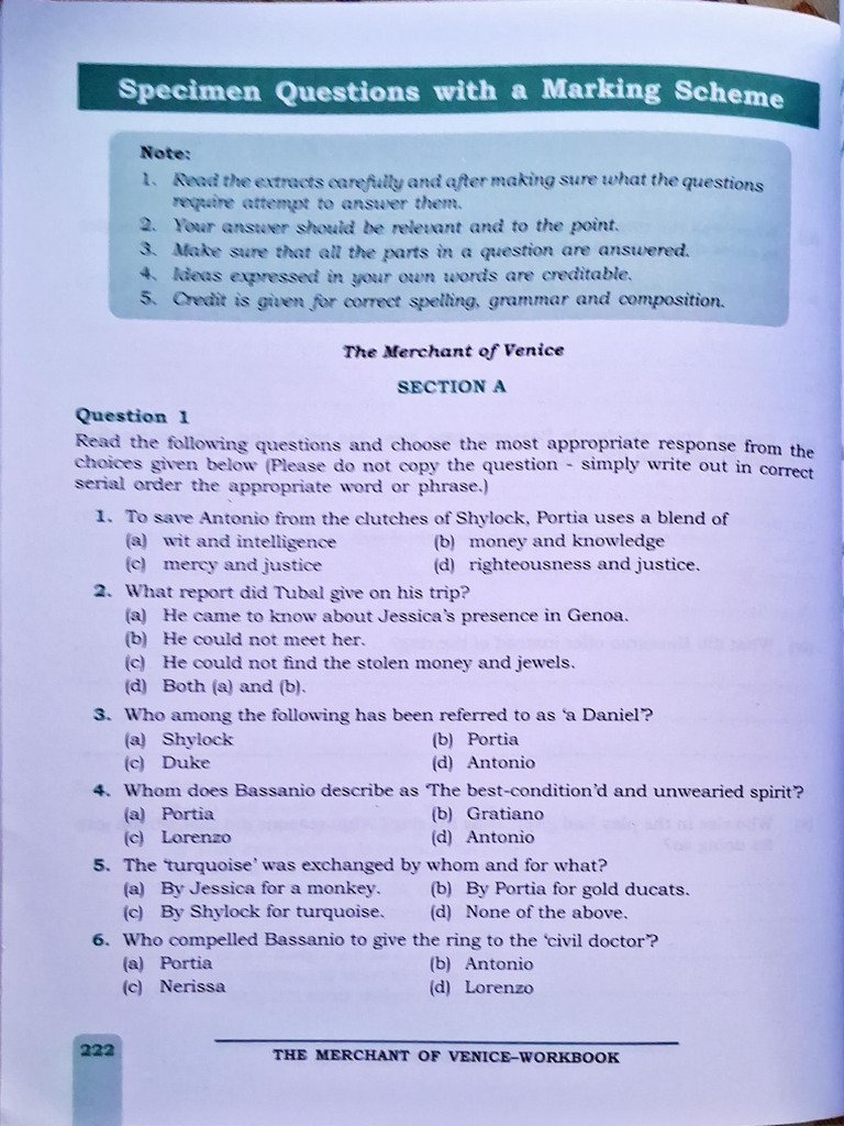 Merchant of Venice Specimen Paper | PDF