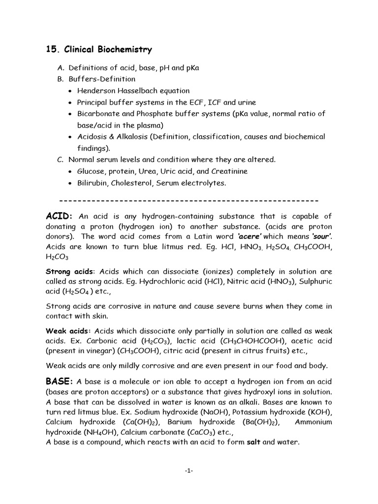 Clinical Biochemistry | PDF | Acid | Ph