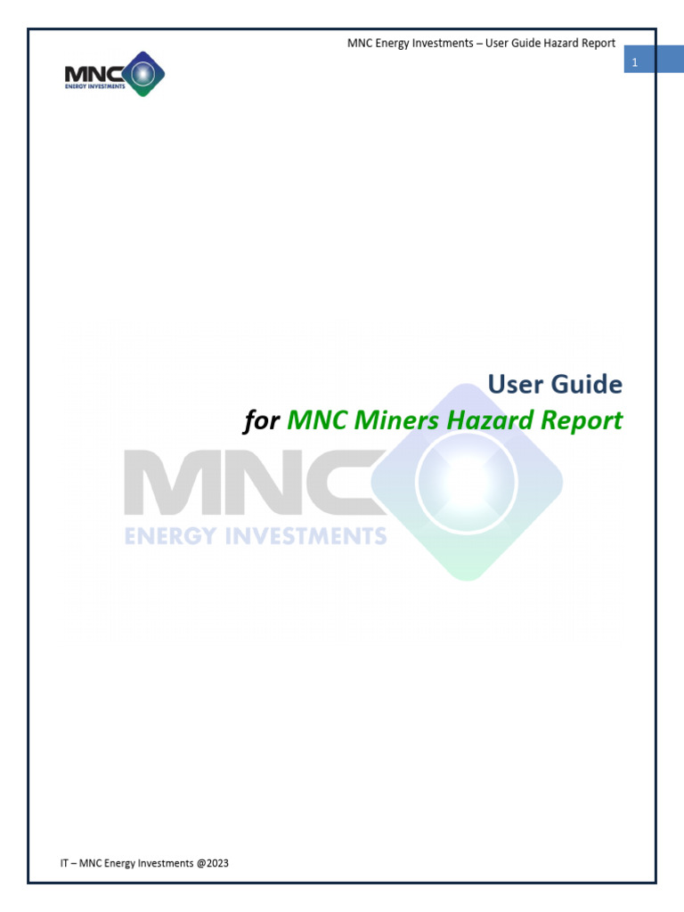 User Guide MNC Miners - Hazard Report | PDF