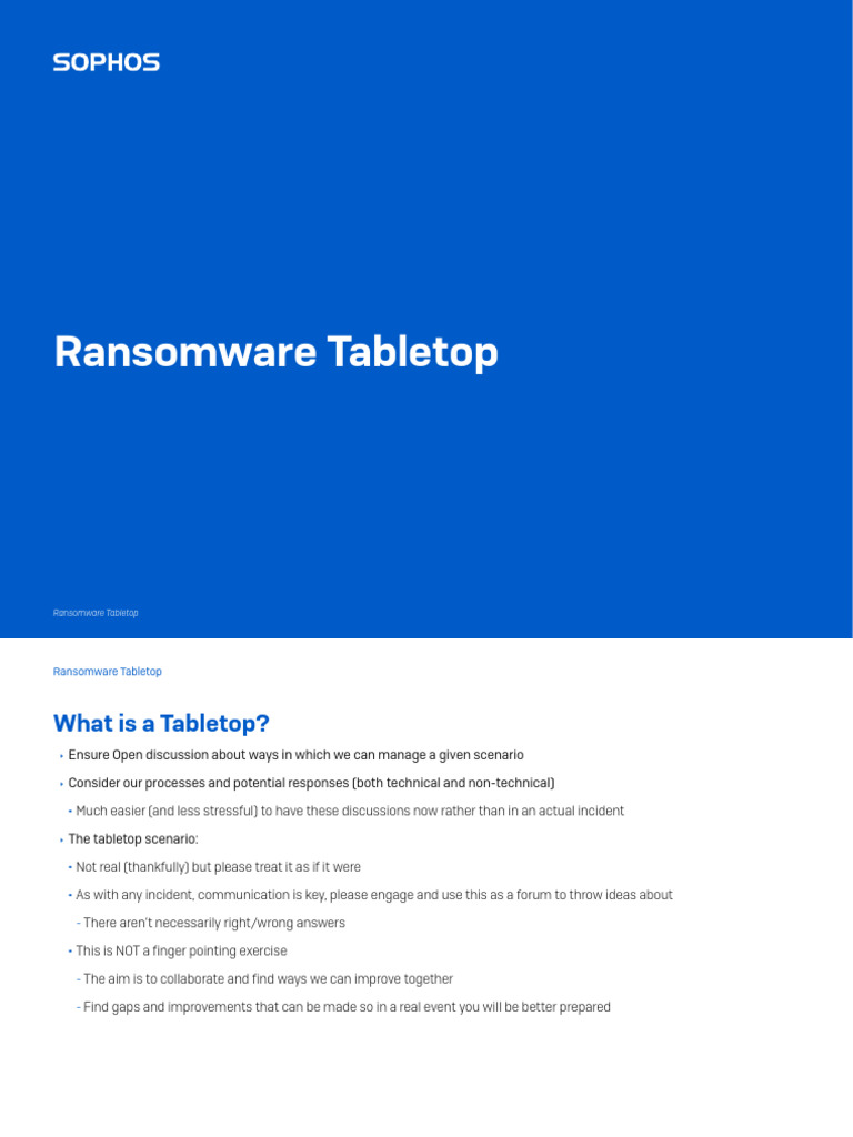 Ransomware Tabletop Exercise Overview | PDF | Ransomware | Malware