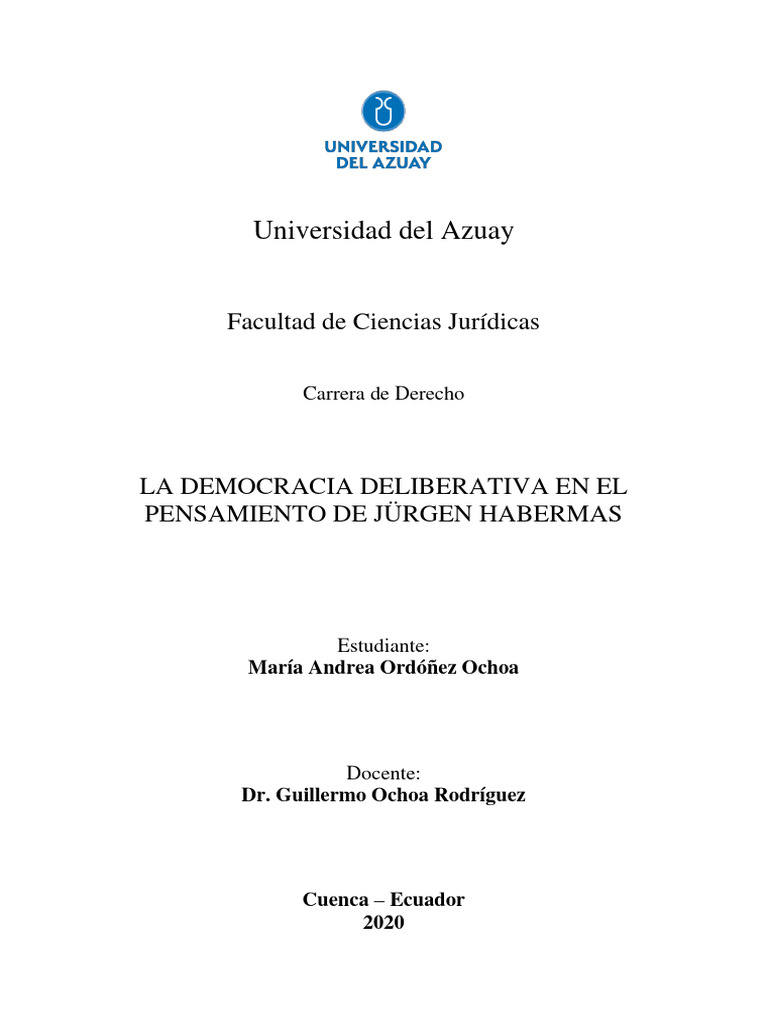 La Democracia Deliberativa en El Pensamiento de Jürgen Habermas | PDF | Jürgen Habermas | Democracia