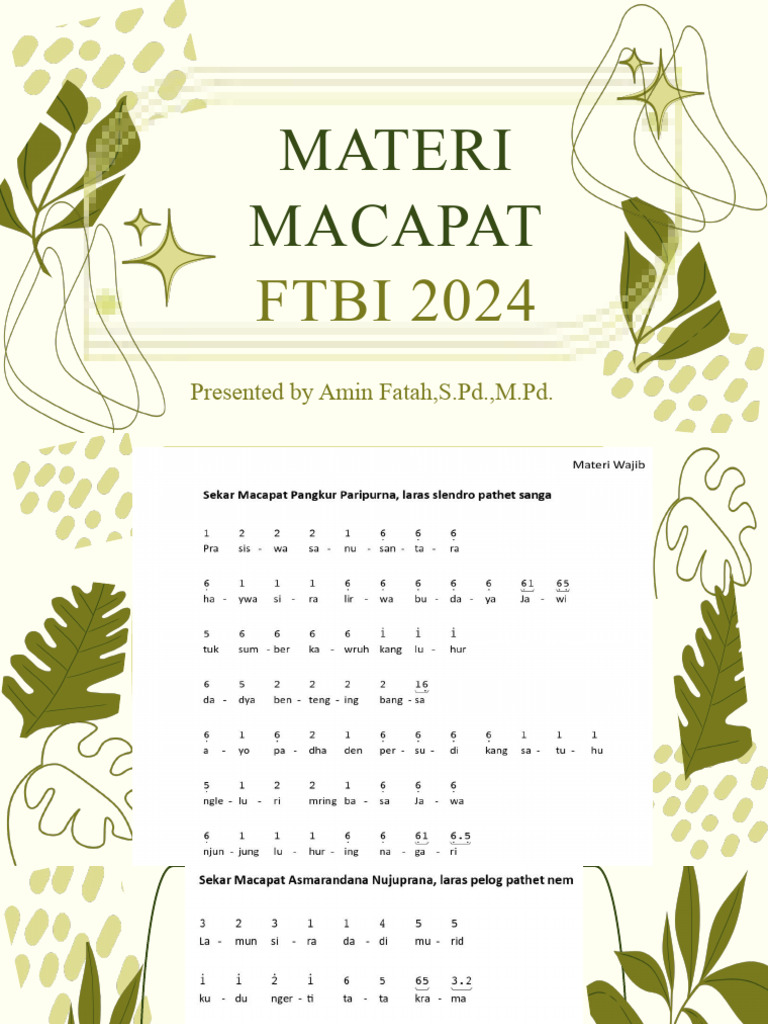Materi Macapat FTBI Dan Mapsi 2024 | PDF