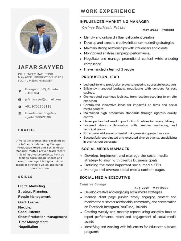 Jafar Sayyed Social and Influencer Resume-4 | PDF | Social Media ...