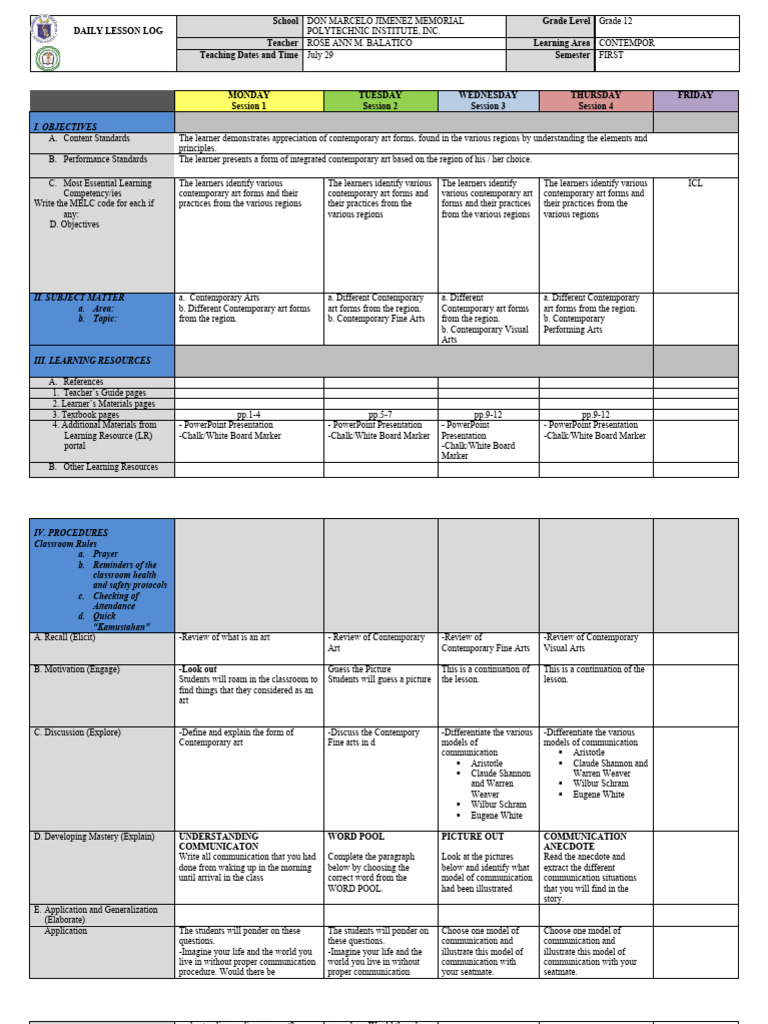 DLL Sample Math 9 | PDF | Communication | Learning