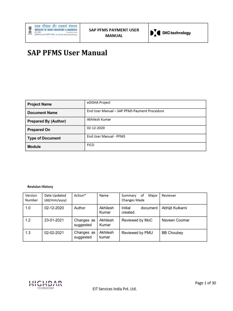 User Manual On PFMS SAP Updated V1. | PDF | Login | Information Technology