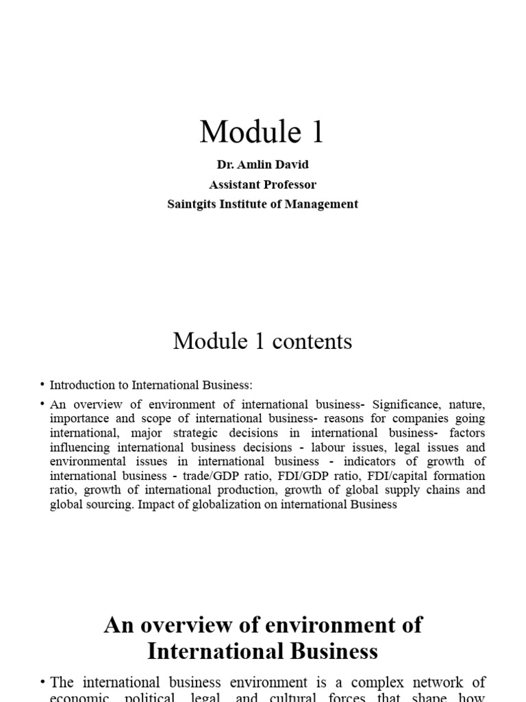 IB MODULE 1 | PDF | Foreign Direct Investment | Procurement