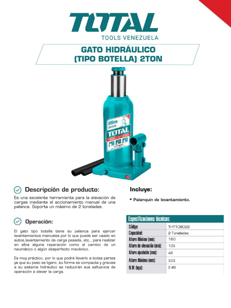 Tht109022 Gato Tipo Botella 2 Toneladas | PDF