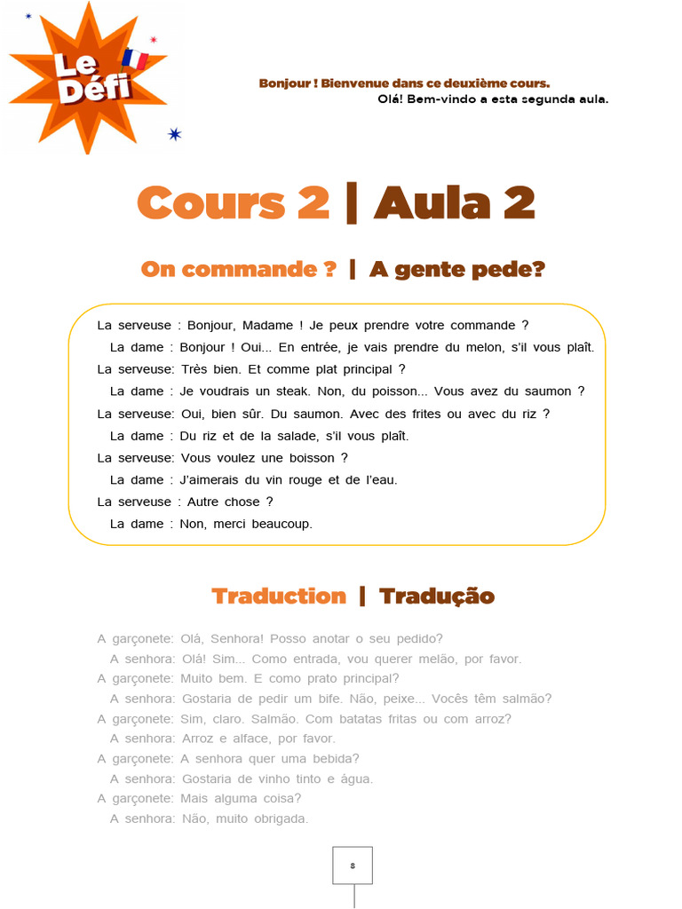 Aula 2 - Le Defi | PDF | Boisson | Cuisine