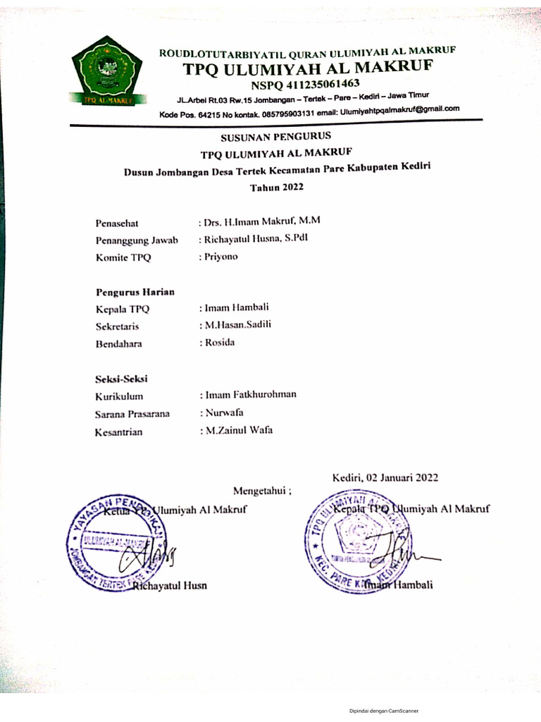 Susunan Pengurus | PDF