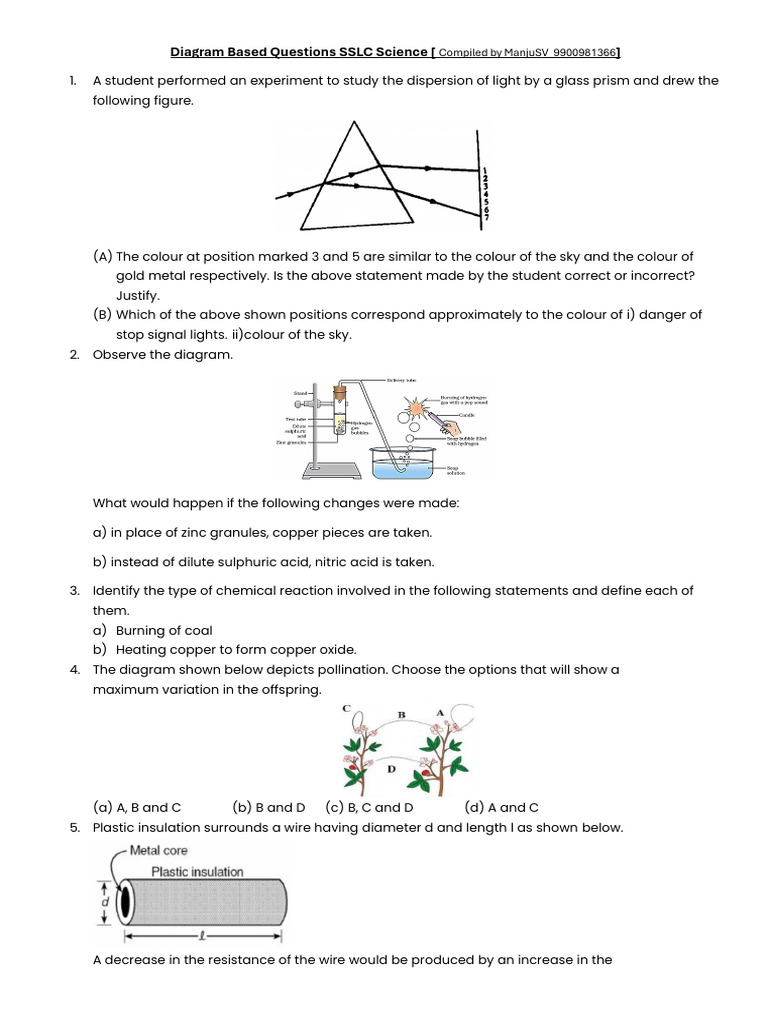 Diagram Based Questions SSLC Science | PDF | Iron | Copper