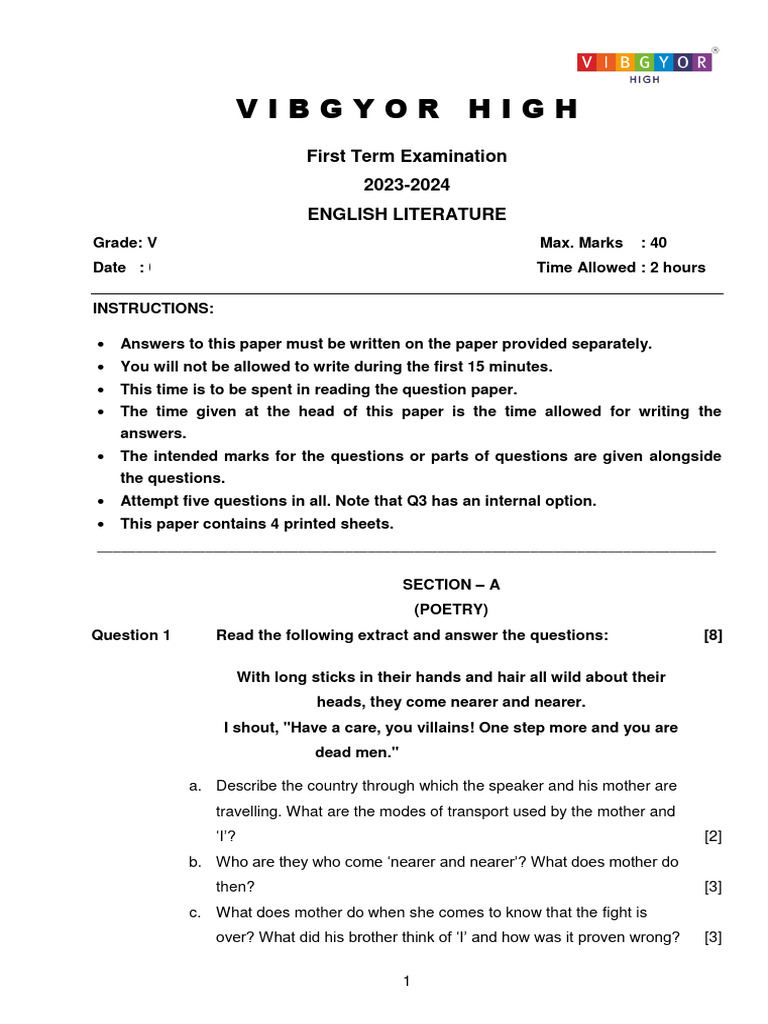 VH Gr5 English-Literature t1 Sample-Qp | PDF