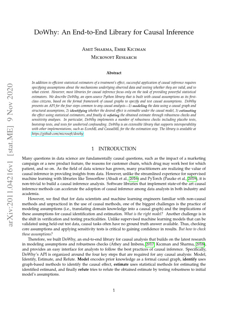 DoWhy An EndtoEnd Library For Causal Inference | PDF | Causality ...