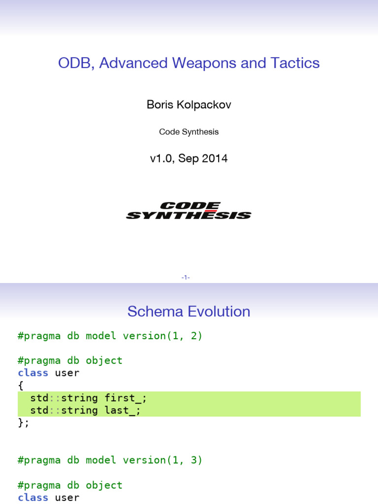 ODB, Advanced Weapons and Tactics - Boris Kolpackov - CppCon 2014 | PDF | Databases ...