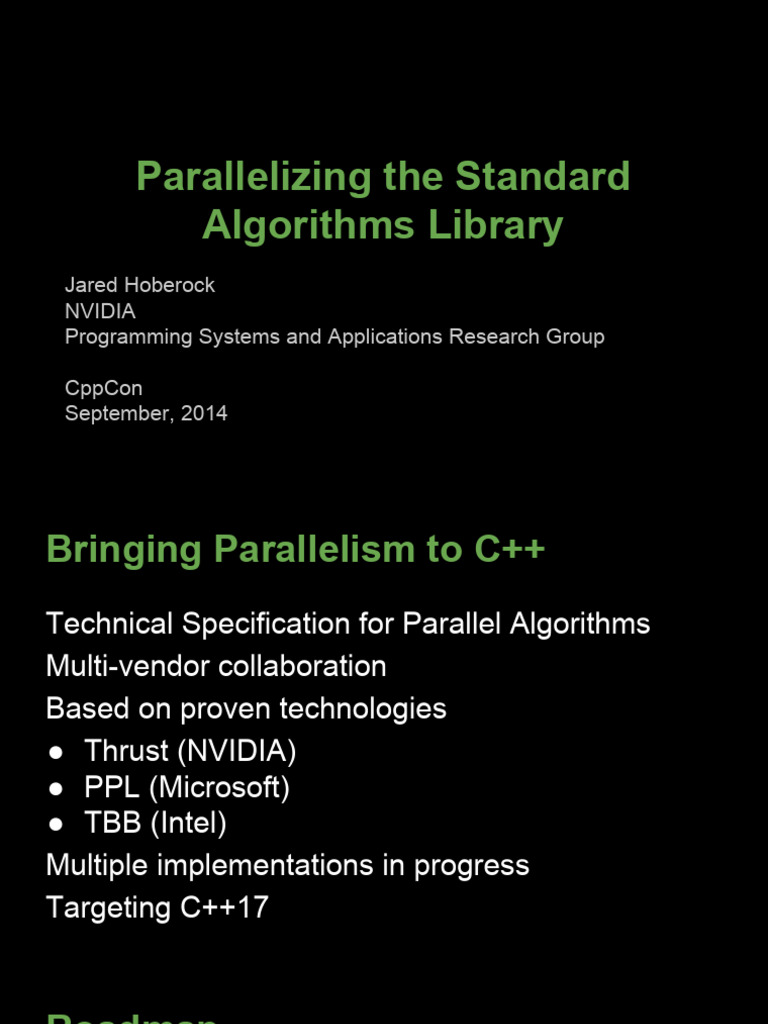 Parallelizing The Standard Algorithms Library - Jared Hoberock - CppCon 2014 | PDF | Parallel ...