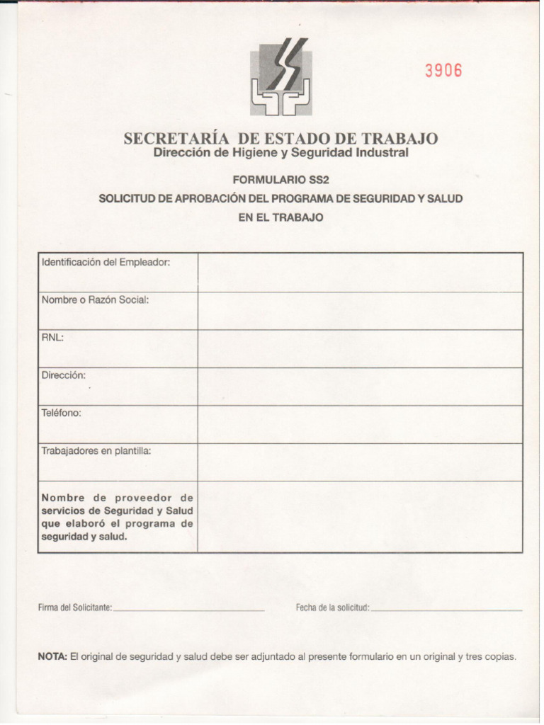 FORMULARIO Solicitud Del Programa SST | PDF