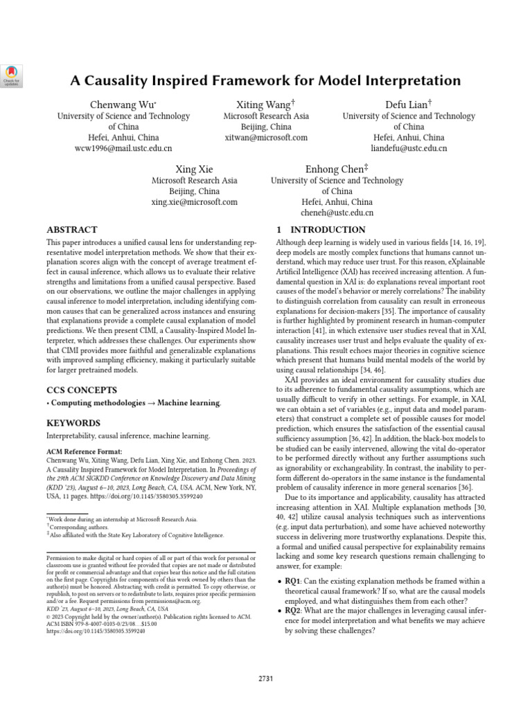 A Causality Inspired Framework For Model Interpretation | PDF | Causality | Artificial Neural ...