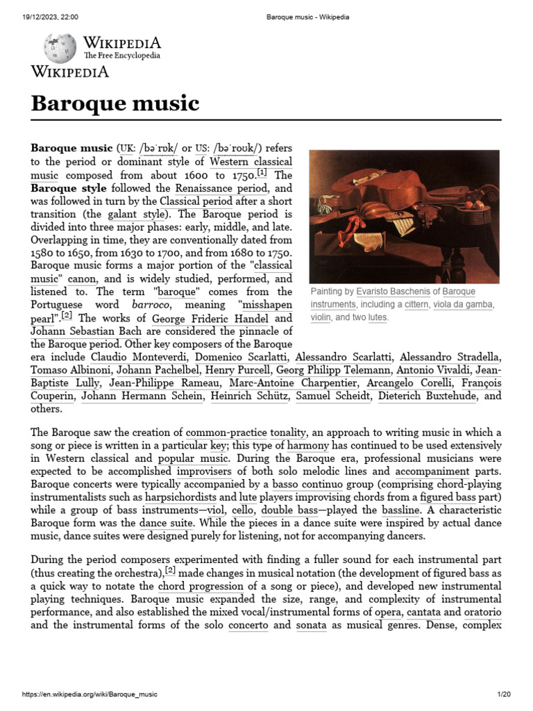 Overview of Baroque Music History | PDF | Baroque Music | Classical Music