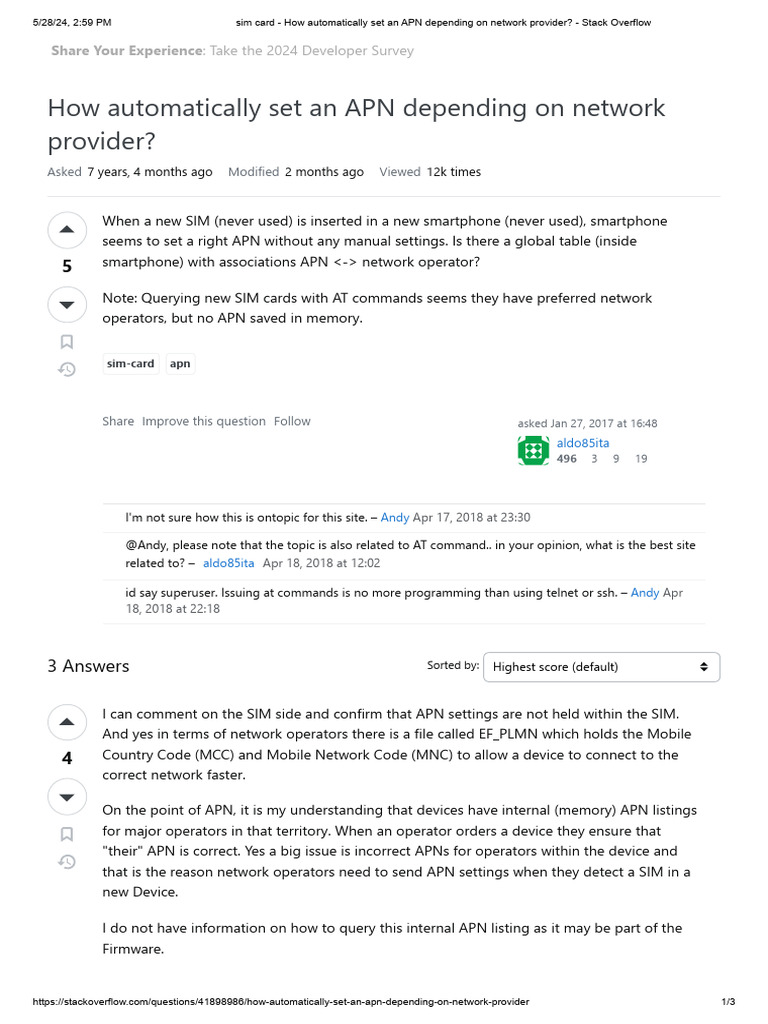 How Automatically Set An APN Depending On Network Provider - Stack Overflow | PDF | Mobile ...