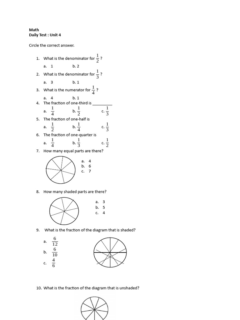 IBC P2 Daily Test Math Fraction | PDF | Division (Mathematics ...